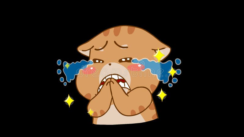 Animated Fat Cat Crying with Tears on Transparent Background Stock ...