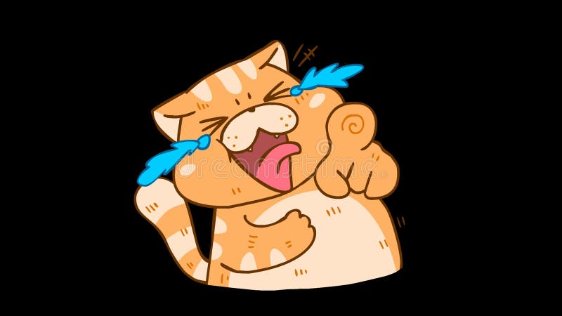 Animated Fat Cat Pointing and Laughing on Transparent Background Stock ...
