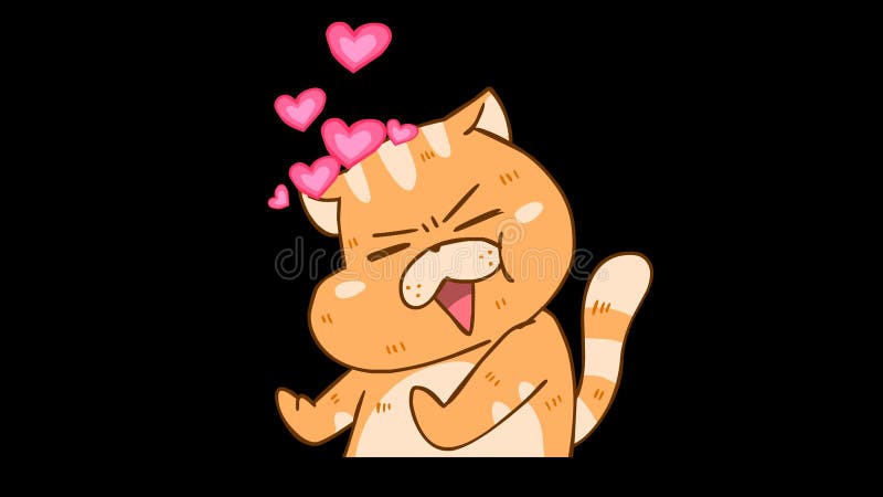 Animated Fat Cat Super Like with Transparent Background Stock Footage ...