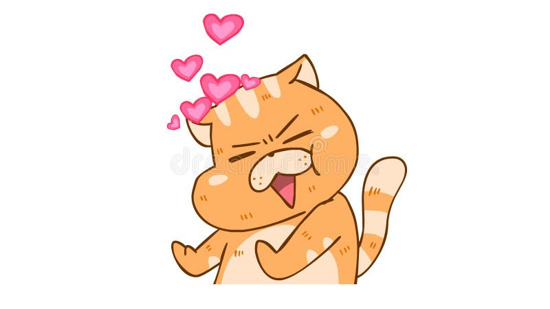 Animated Fat Cat Super Like with White Background Stock Video - Video ...