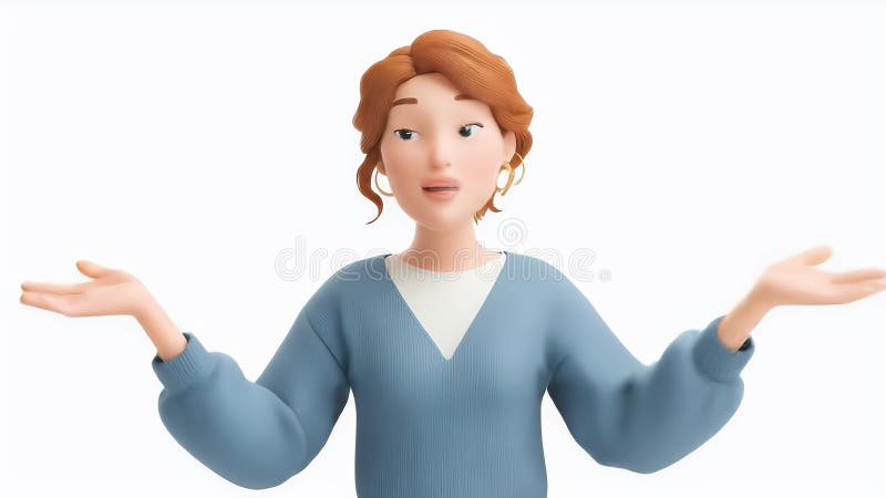 Confused Cartoon Woman Explaining a Problem Stock Footage - Video of ...
