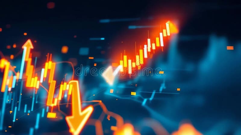 Animated Financial Chart Dynamic Orange and Blue Graph on Dark ...