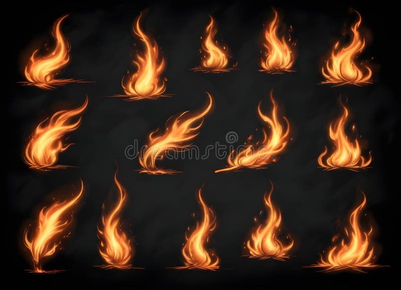 Animated Fire Flames Set stock vector. Illustration of graphic - 324776813