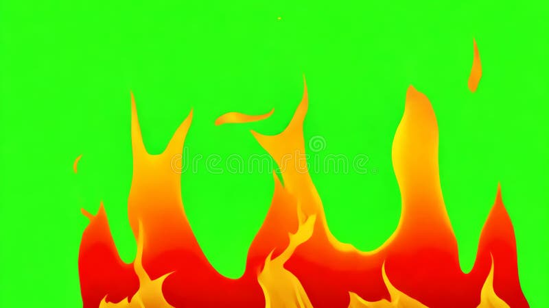 Animated Fire Overlay Moving on Green Screen for Visual Effects and ...