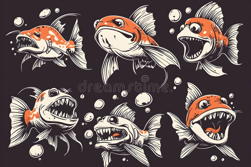 Animated Fish Expressions stock illustration. Illustration of character ...