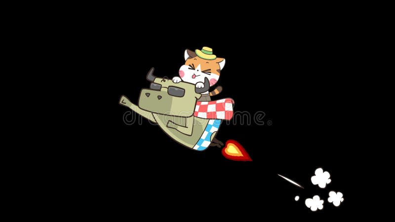 Animated Flying Cat Saying "Bye" - Transparent Background Stock Video ...