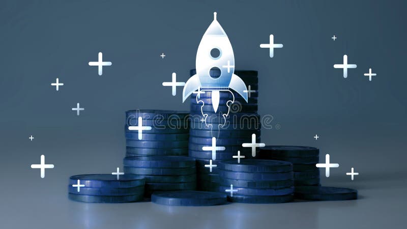 An Animated Flying Rocket and Mathematical Plus Signs Against a ...