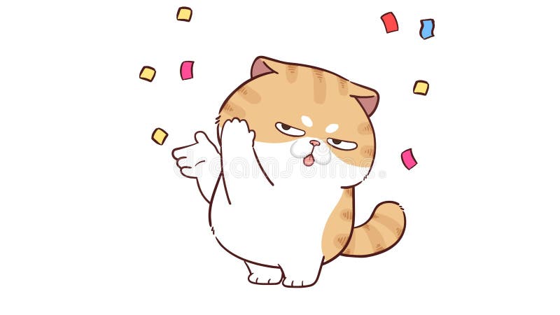 Animated Funny Cat Clapping Congratulations - White Background Stock ...