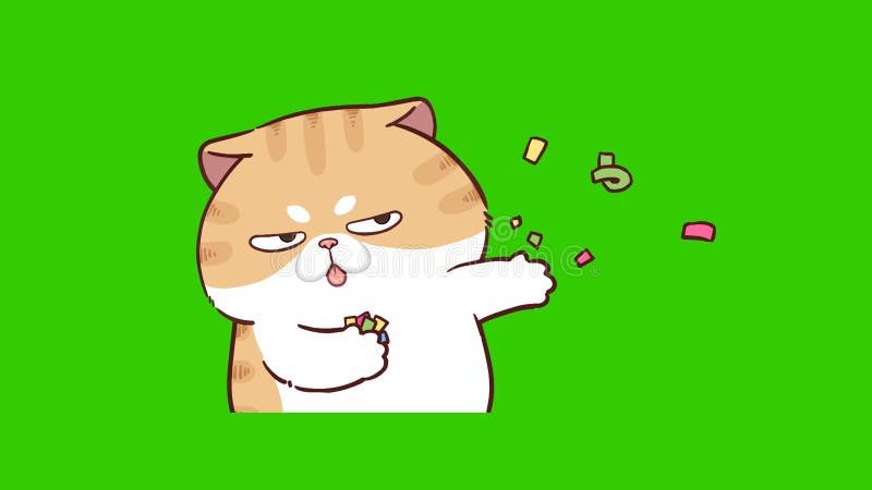 Animated Funny Cat Throwing Confetti - Green Screen Stock Video - Video ...
