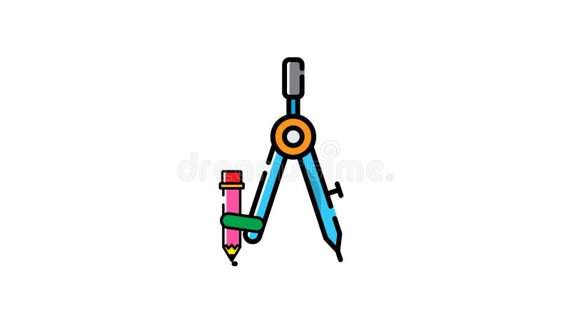 Animated Geometry Compass Icon with Pencil Stock Video - Video of ...