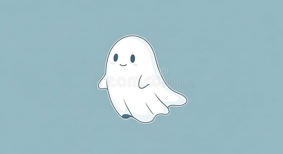 Animated Ghost Illustration with a Simple, Cute Design. the Ghost is ...
