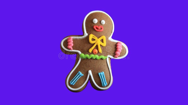 Animated Gingerbread Man - Purple Background Stock Footage - Video of ...