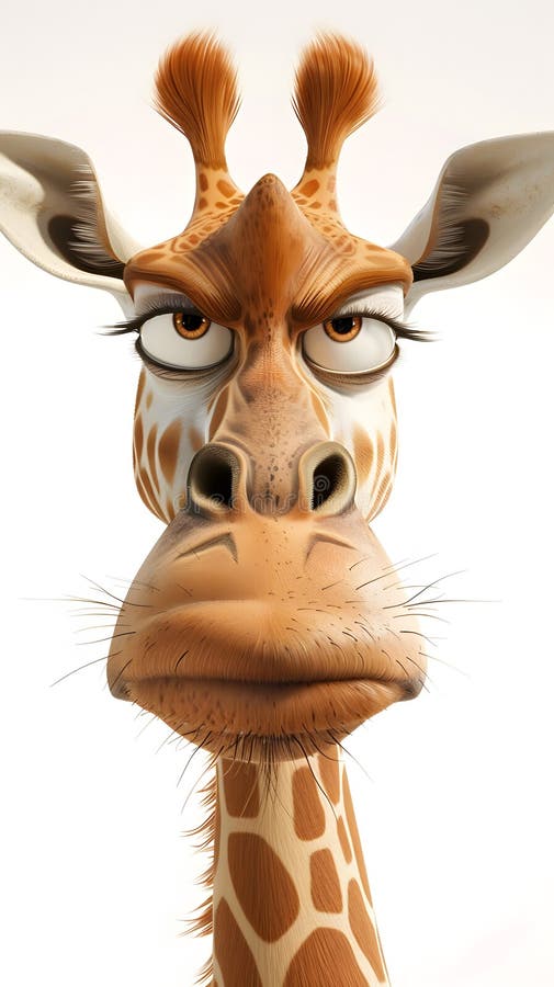 Animated Giraffe with Pouting Expression, Front View Stock Photo ...