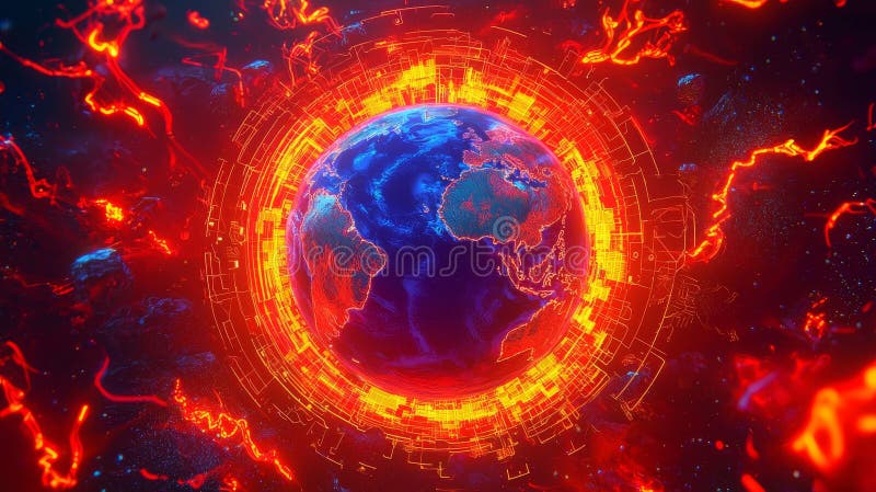 An Animated Globe Spins Over Rolling Statistics and Graphs Stock ...