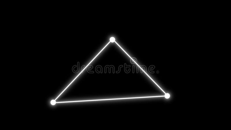 Glowing Triangle Shape with White Neon Lines and Black Background Stock ...