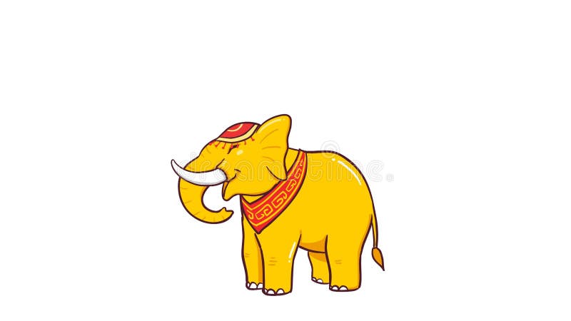 Animated Golden Elephant of Fortune with White Background Stock Video ...