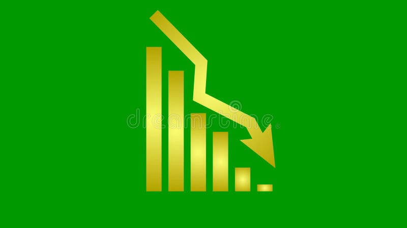 Animated Golden Recession Chart of Financial Decline with a Trend Line Chart. Economic Crisis ...