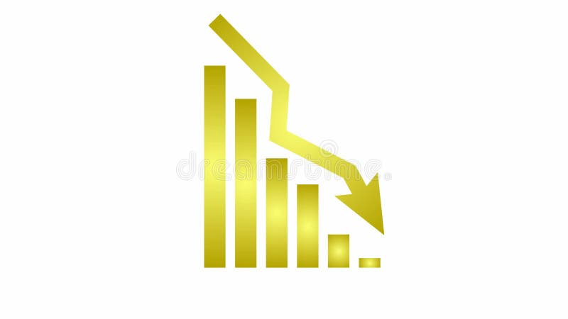 Animated Golden Recession Chart of Financial Decline with a Trend Line Chart. Economic Crisis ...