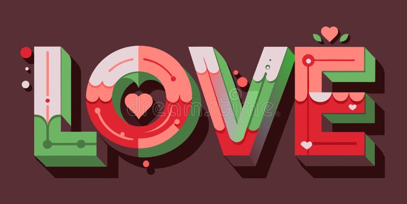 Animated Graphic Design with the Word LOVE in Stylized Letter Font ...