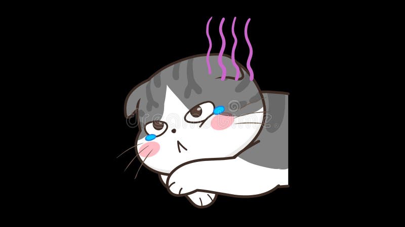 Animated Grey Cat Crying - Transparent Background Stock Video - Video ...