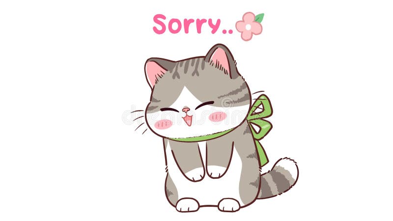 Animated Fat Cat Bowing To Say Thank You on White Background Stock ...