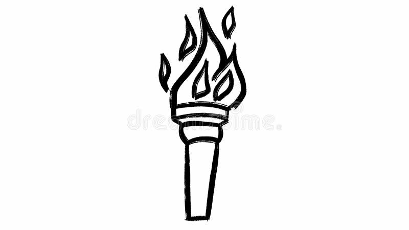 Animated Hand Drawn Olympic Torch with a Fiery Flame in Monochrome Scribble Stop Motion Stock ...