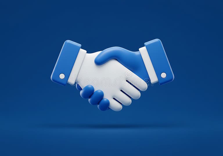 Animated Handshake Icon on Blue Background for Business and Cooperation ...