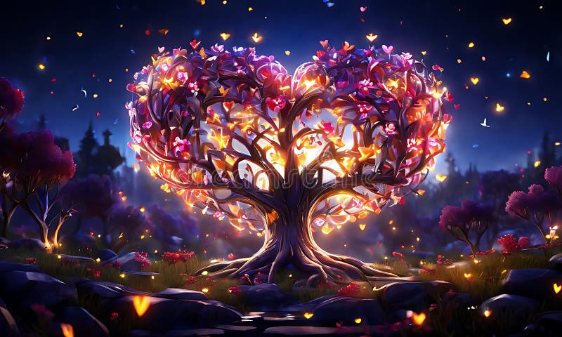 An Animated Heart-shaped Tree with Branches Intertwining To Form the ...