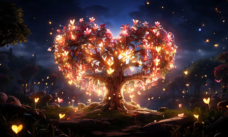 An Animated Heart-shaped Tree with Branches Intertwining To Form the ...