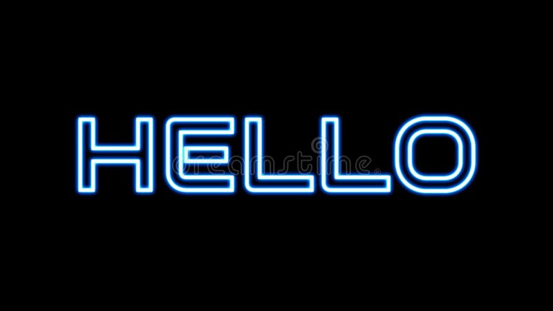 Animated Hello with Echo Text Effect in Blue Neon Color and Black ...