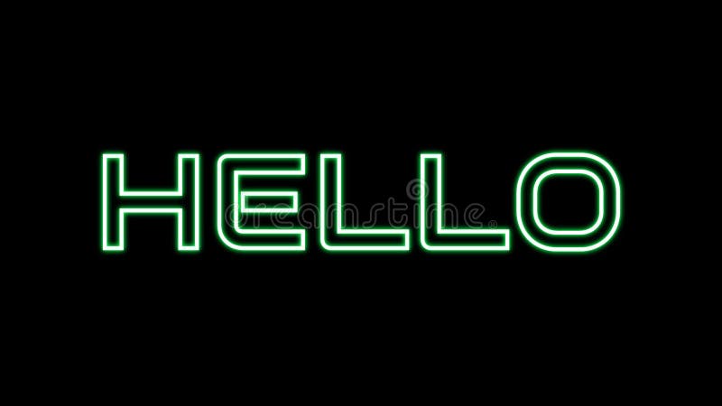 Animated Hello with Echo Text Effect in Green Neon Color and Black ...