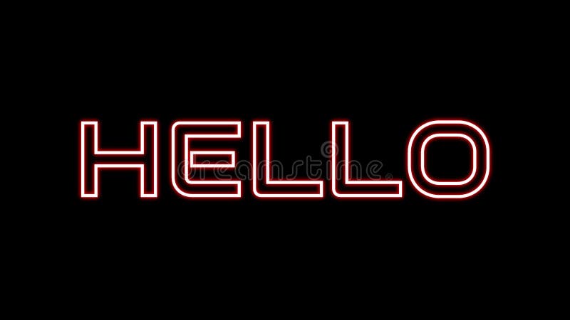 Animated Hello with Echo Text Effect in Red Neon Color and Black ...