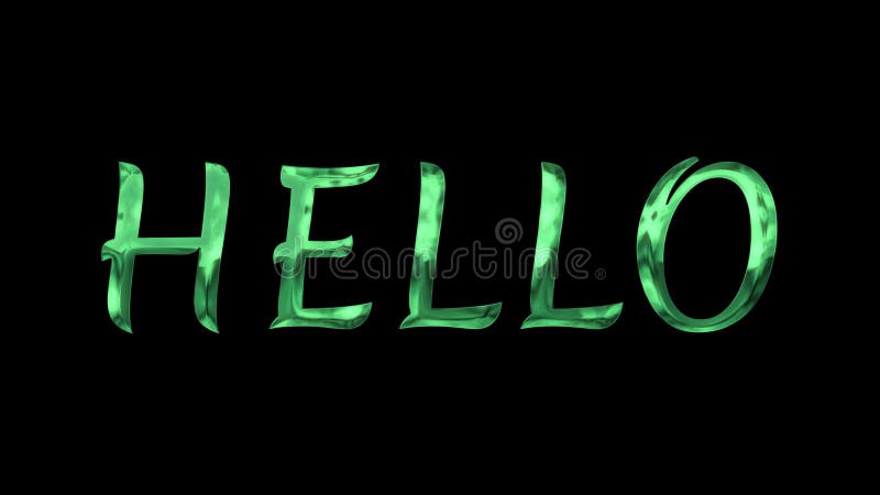 Animated Hello with Evaporate Text Effect in Green Texture and Black ...