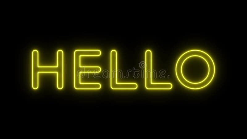 Animated Hello with Looping Stroke Text Effect Using Yellow Neon Color ...