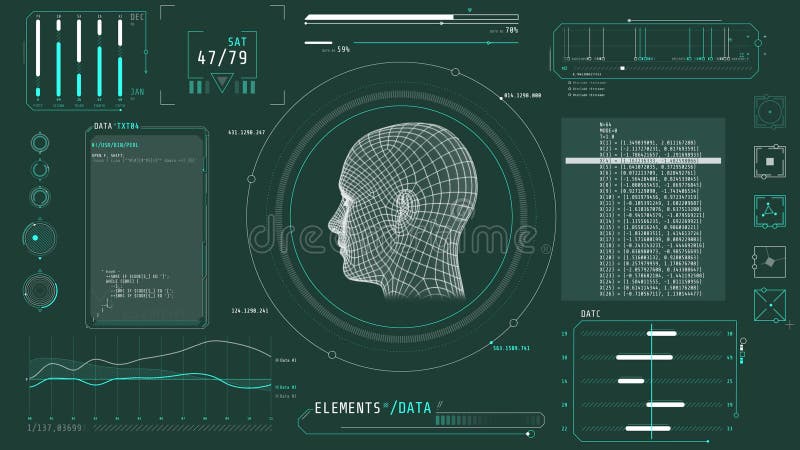 Animated High-tech Interface Design with Recognition Data Processing Stock Footage - Video of ...