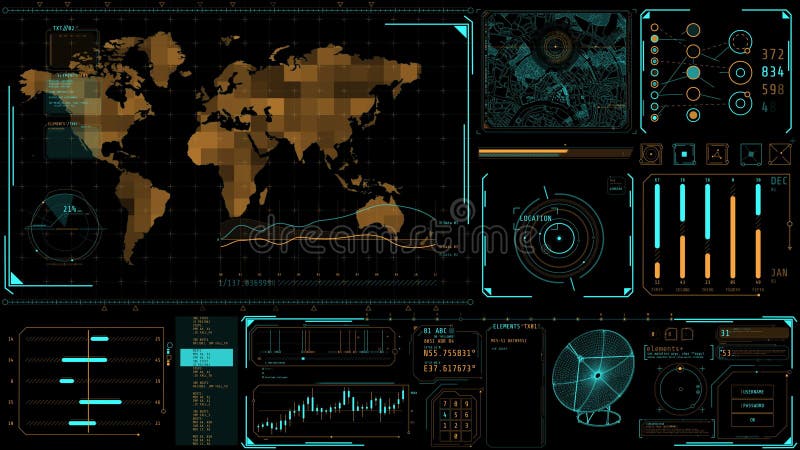 Animated High-tech Screen for Working with Diverse Data Stock Footage ...