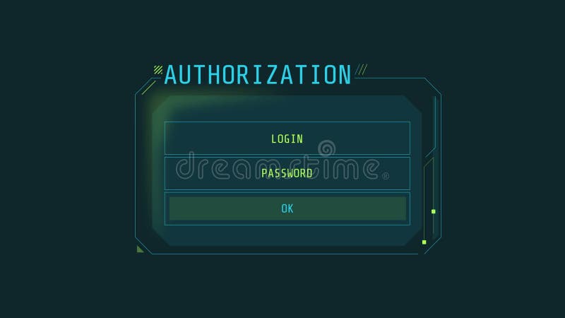 HUD Element Password Entry - Animation of Authorization Window. Stock ...
