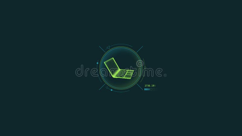 HUD Element - Animation of 3D Virtual Laptop. Stock Video - Video of ...