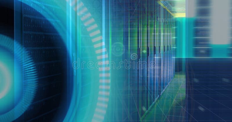 Animated of Hud Interface with Graphics, Analysis Text and Circle Above ...