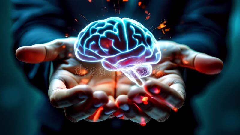 Animated Human Brain Rotating in Hands As a Symbol of Knowledge and ...