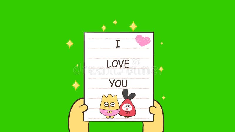 Animated I Love You Letter on Green Screen for Easy Customization Stock ...