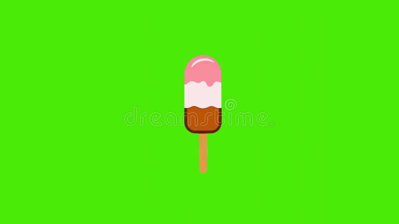 An Animated Ice Cream Icon on a Stick Isolated on a White Screen. Stock ...