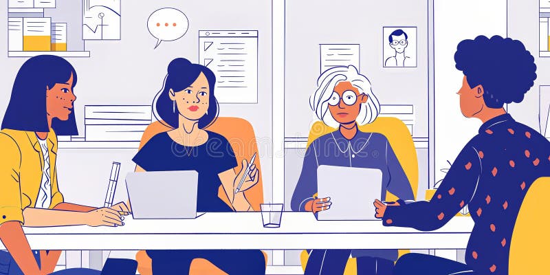 Team Meeting Animation in Office Setting with Diverse Discussion Stock ...