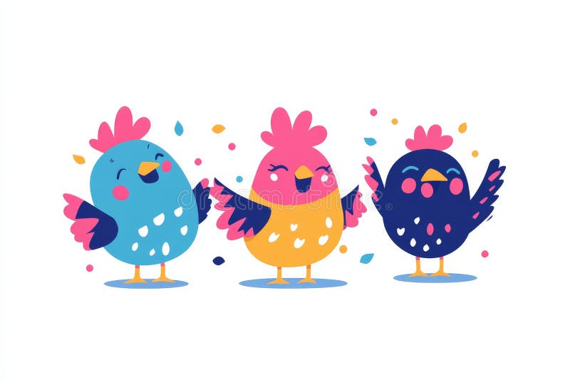 An Animated Illustration of a Group of Cheerful Chickens Dancing To the ...