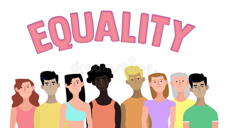 Animated Illustration of Multiethnic People with the Word Equality ...