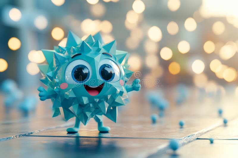 Animated Illustration of a Sad Green Virus Character Stock Photo ...