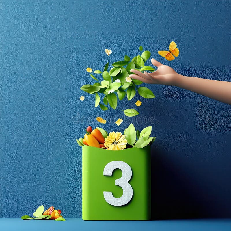 Animated Fruit and Vegetable Waste Going into Green Bin Stock Photo ...