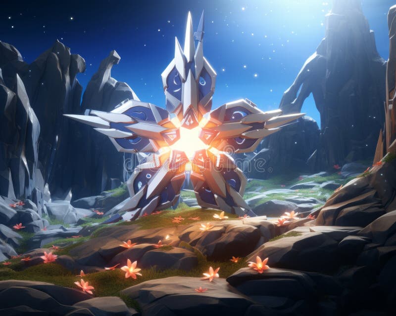 An Animated Image of a Star in the Middle of a Rocky Landscape Stock ...