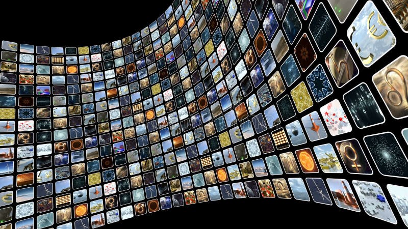 Animated Curved Video Wall with Icons and Green Screen. Loop-able. 3D ...