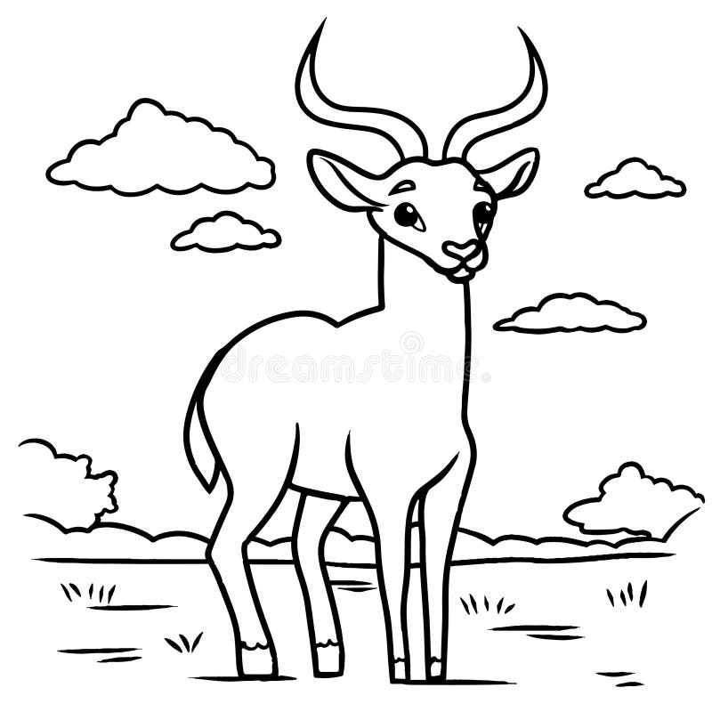 Line Drawing of an African Impala for Coloring Stock Vector ...